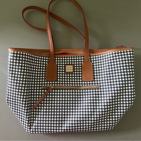 Dooney & Bourke | Bags | Dooney And Bourke Navy Gingham Large Tote Bag ...